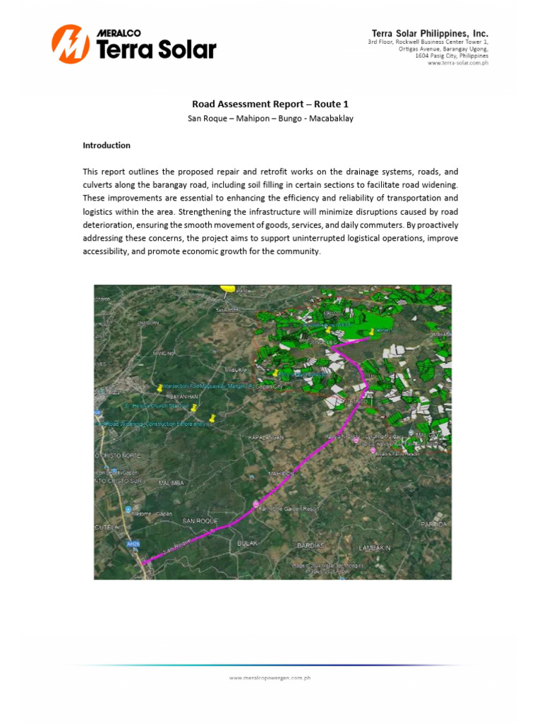 Route 1 Road Assessment Report | PDF | Road | Road Surface