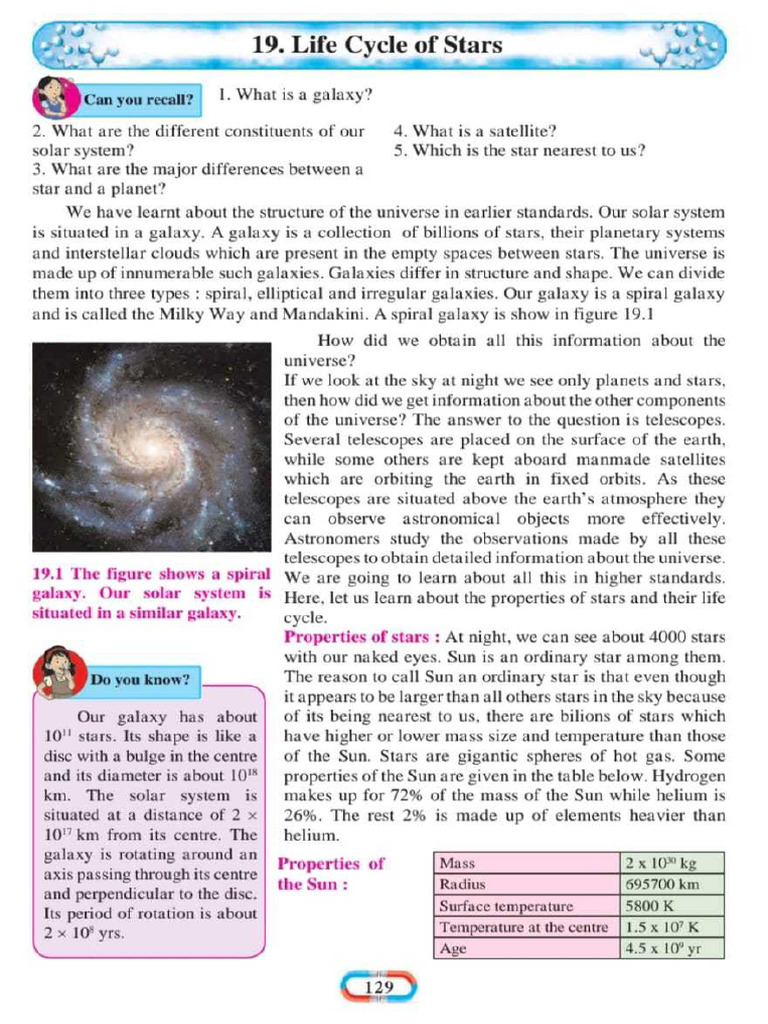 Life Cycle of Stars Std. 8th | PDF
