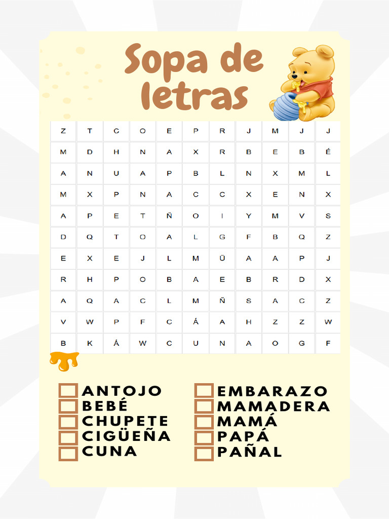 Sopa de Letras para Baby Shower | PDF