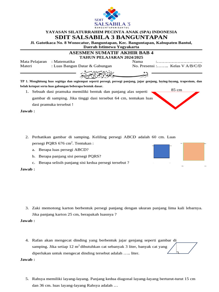 Soal SLM Matematika Bab 4 | PDF
