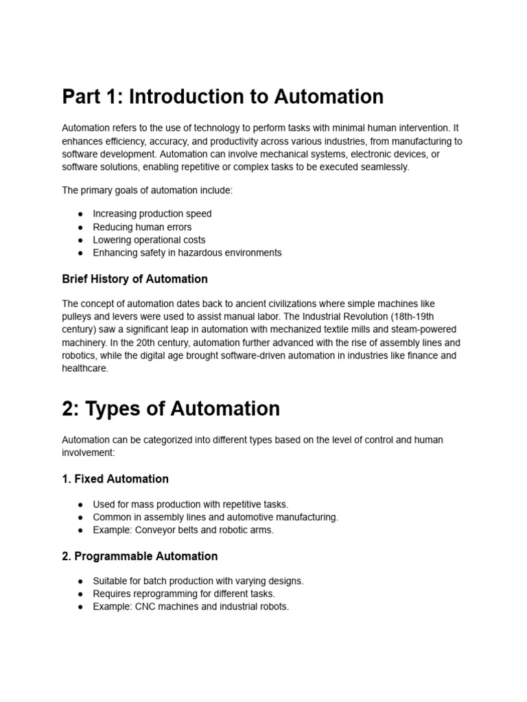 Automation Part 1 | PDF