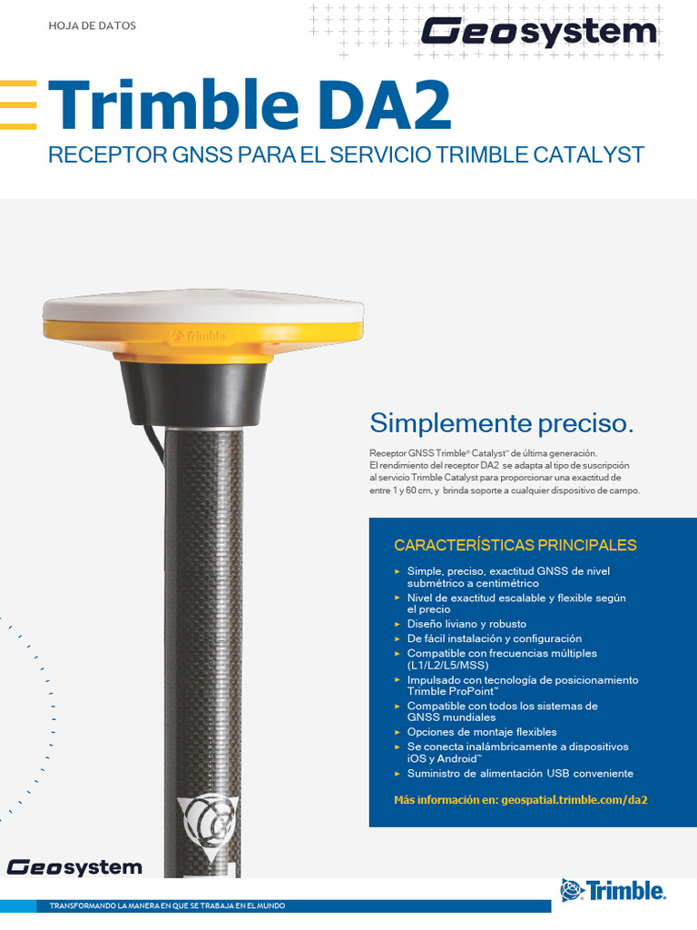 Ficha Tecnica Trimble Da2 Colombia | PDF | Informática | Ingeniería Informática