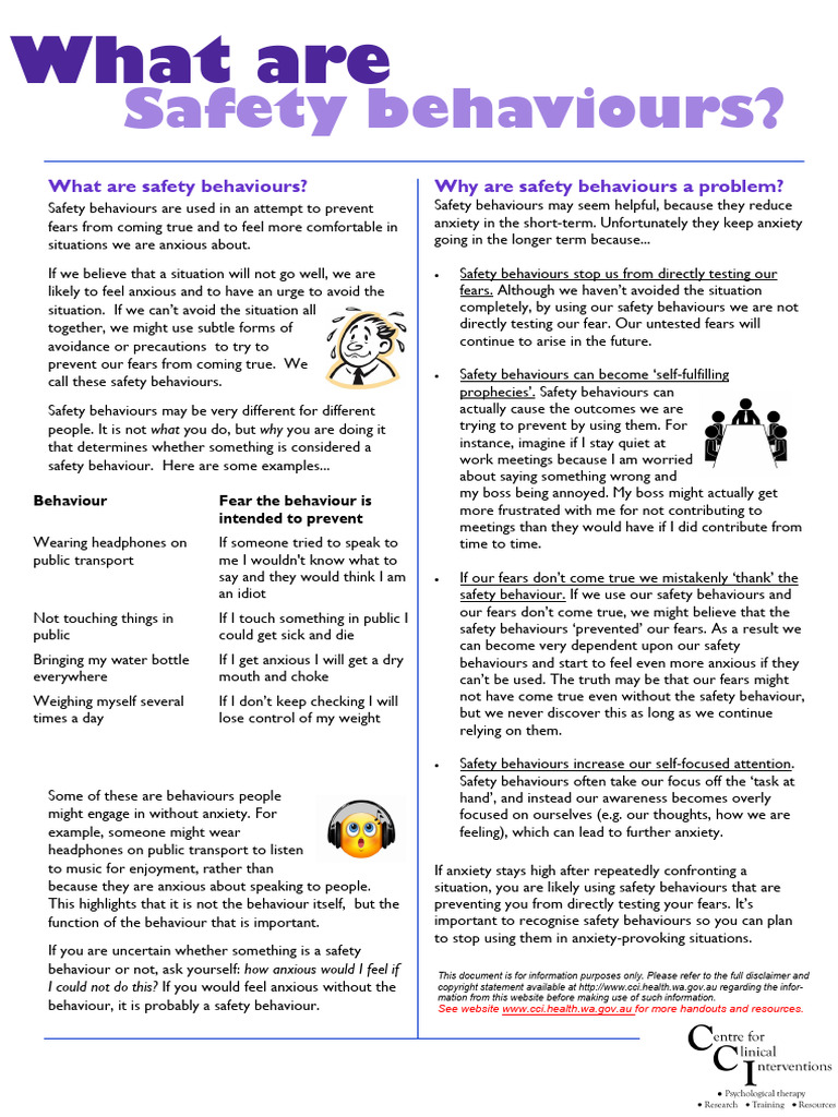 Understanding Safety Behaviours in Anxiety | PDF | Fear | Anxiety