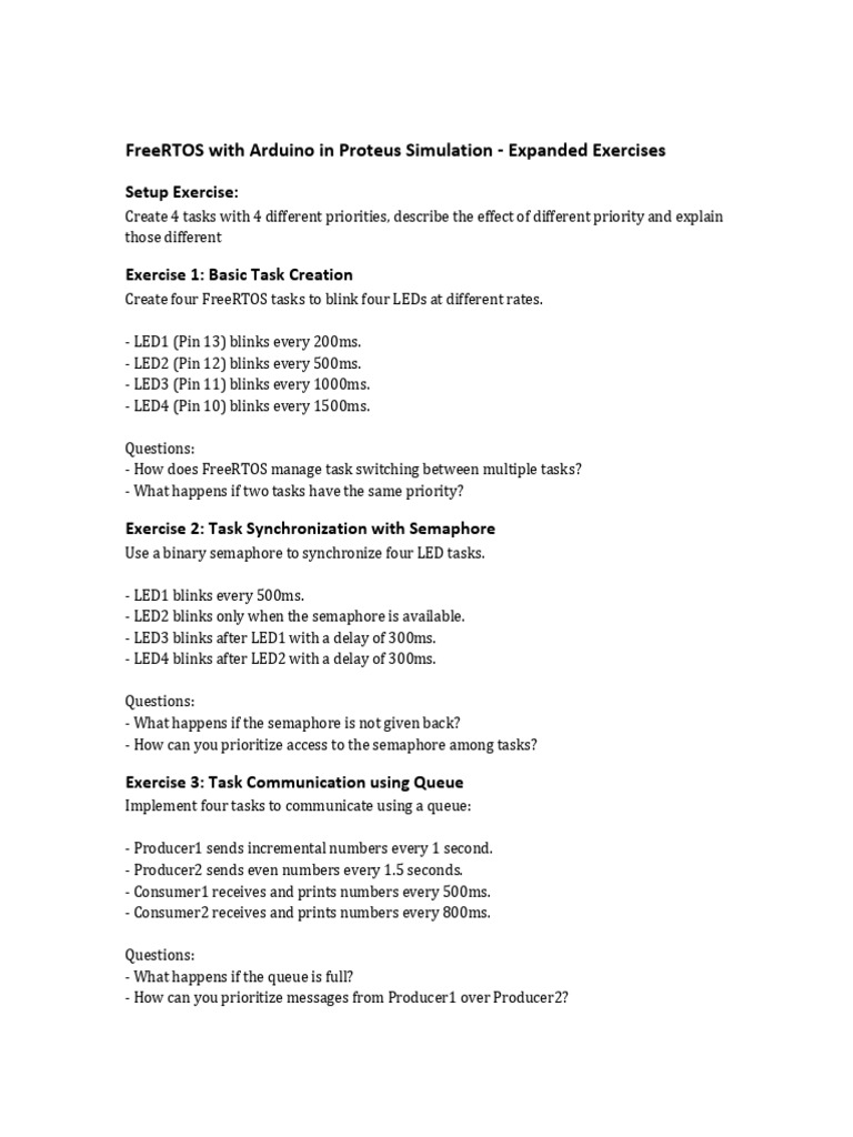 FreeRTOS Arduino Expanded Exercises | PDF