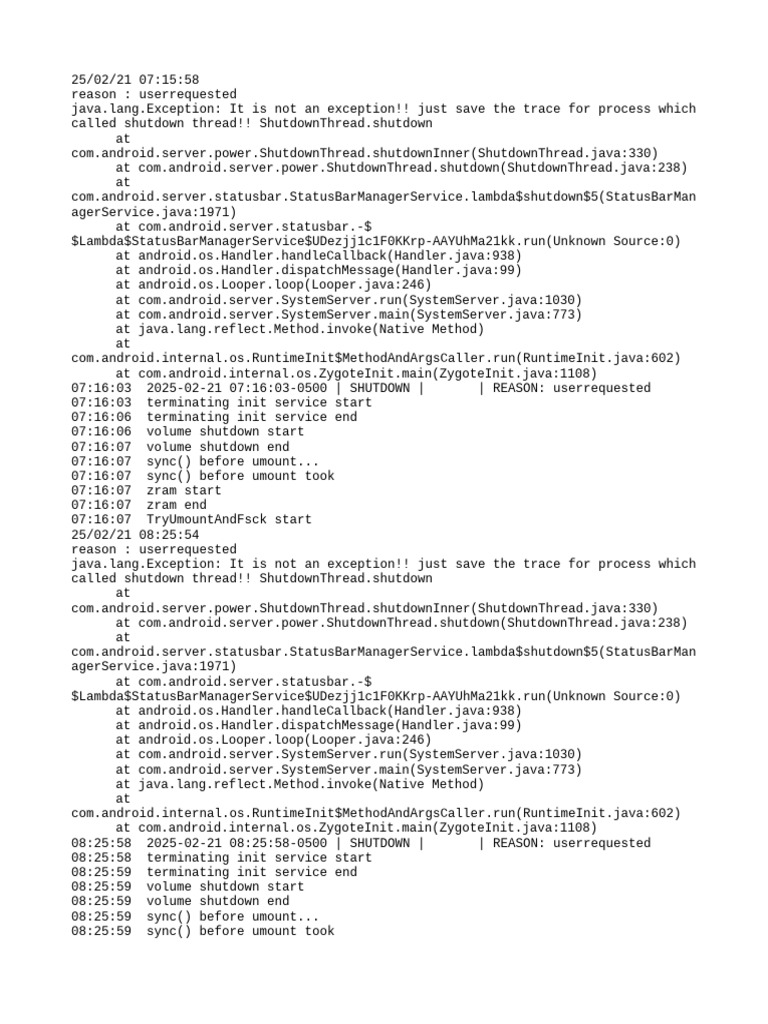 Android Shutdown Process Log Analysis | PDF