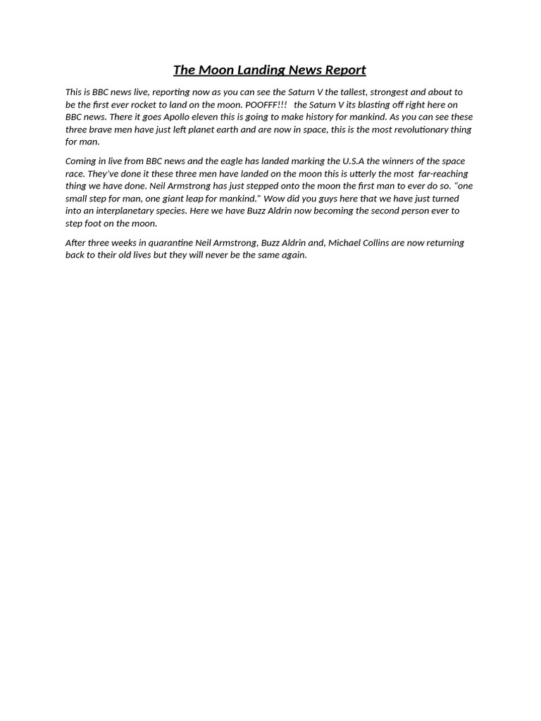 Apollo 11 Moon Landing Report | PDF