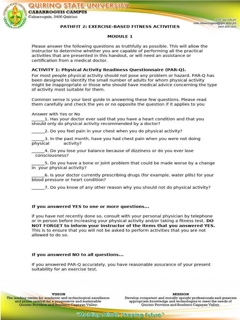 PATHFIT 2 MODULE 1 | PDF | Flexibility (Anatomy) | Physical Fitness