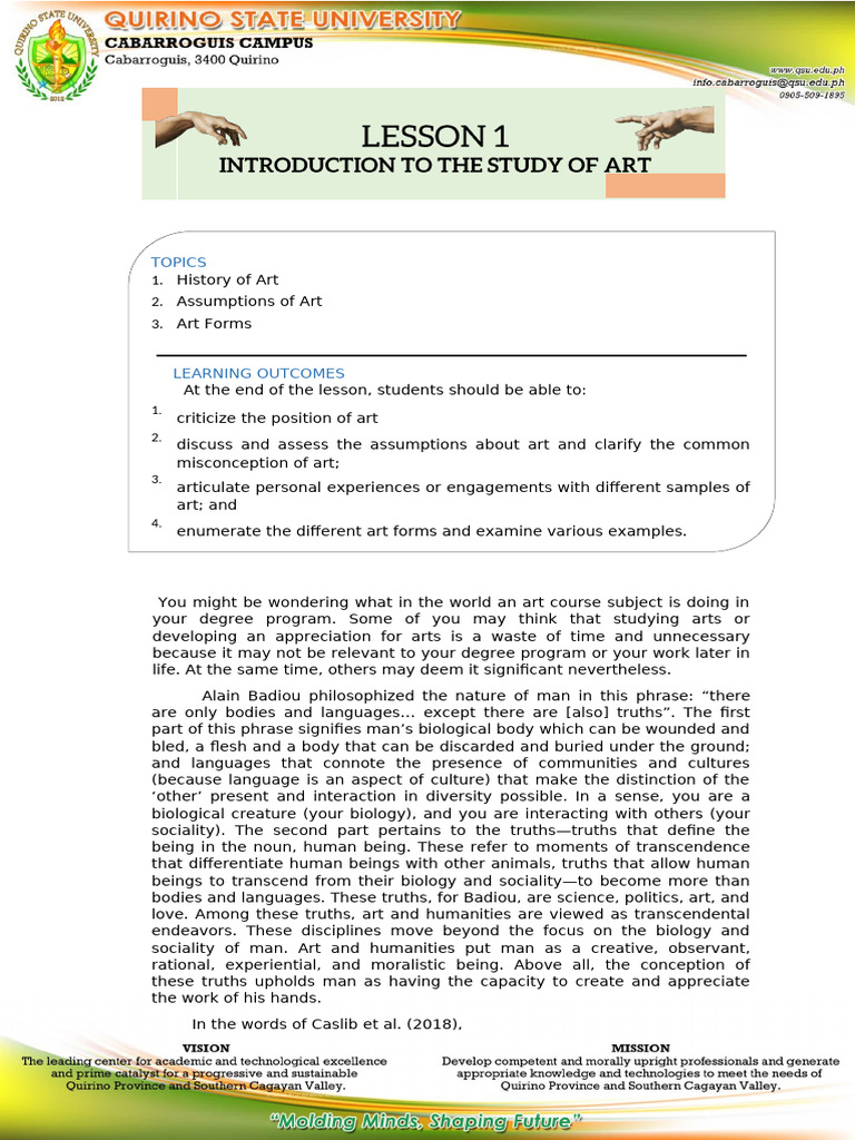 Module 1 Art Appreciation | PDF | Experience | The Arts