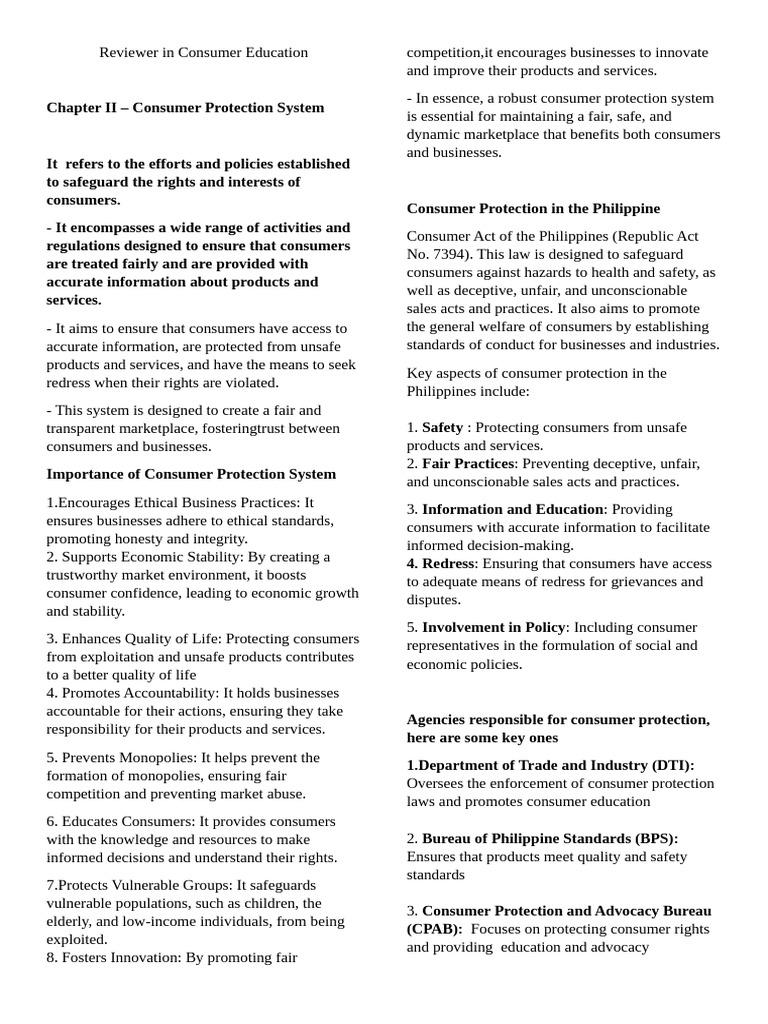 Reviewer in Consumer Education | PDF | Consumer Protection | Business