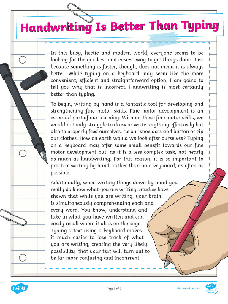 Handwriting vs. Typing: A Persuasive Case | PDF | Computer Keyboard ...