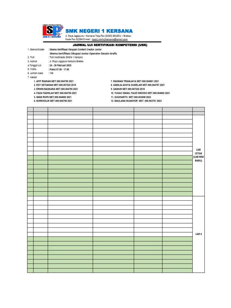 Jadwal Uji Sertifikasi DKV 2025 | PDF