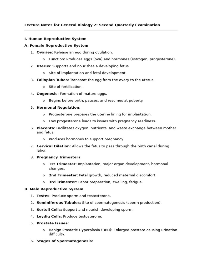 General Biology 2 Exam Review Notes | PDF | Human Body | Heart