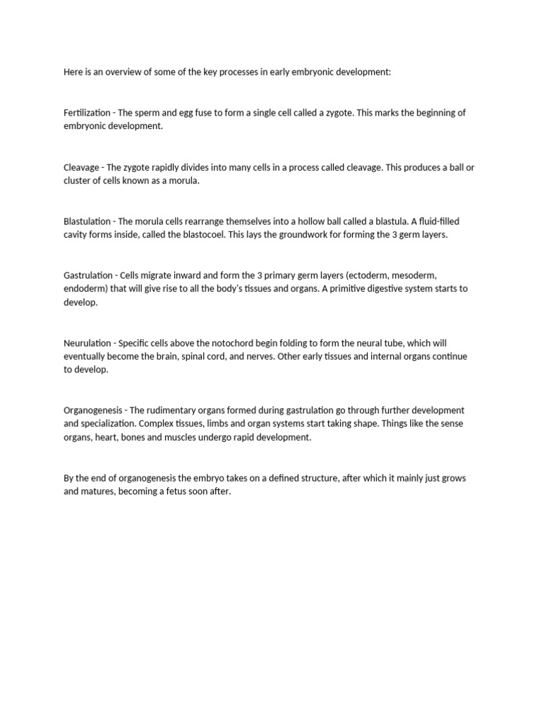 Overview of Embryogenesis | PDF