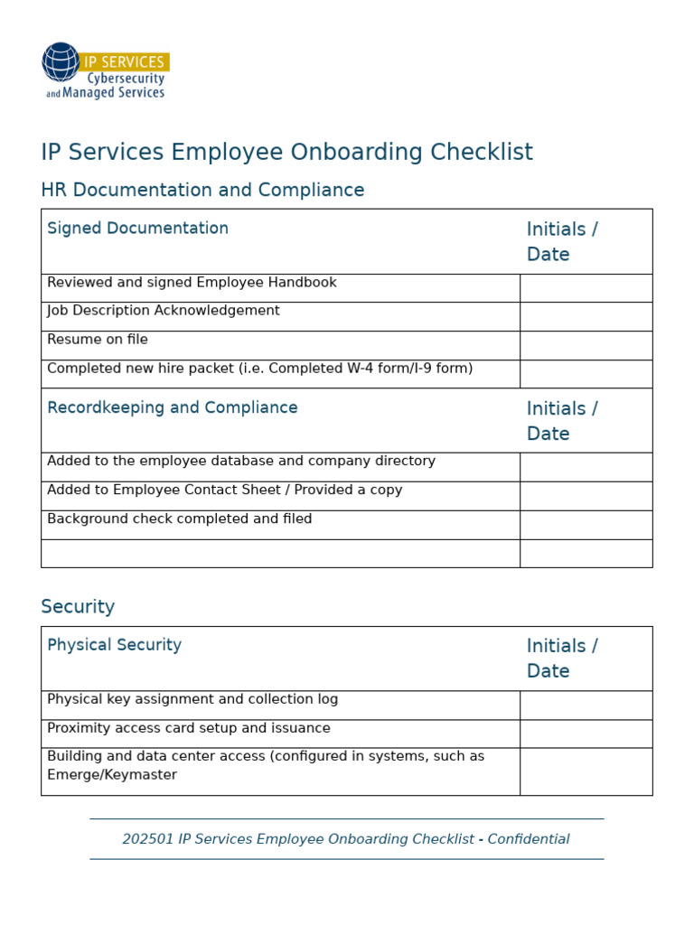 202501 IP Services Employee Onboarding Checklist | PDF | Computer ...