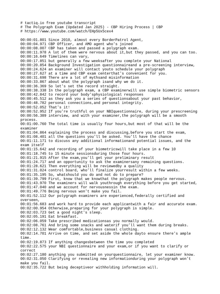 Tactiq Free Transcript EHp5Ux5cex4 | PDF | Polygraph | U.S. Customs And ...
