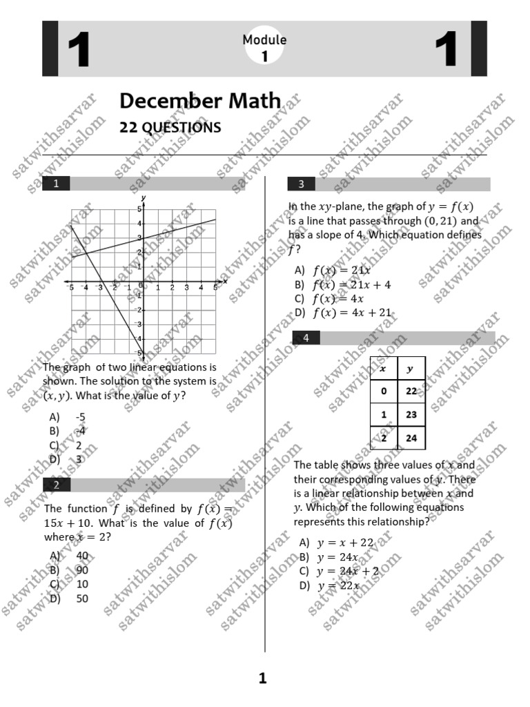 December SAT v1 | PDF | Resistor | Function (Mathematics)