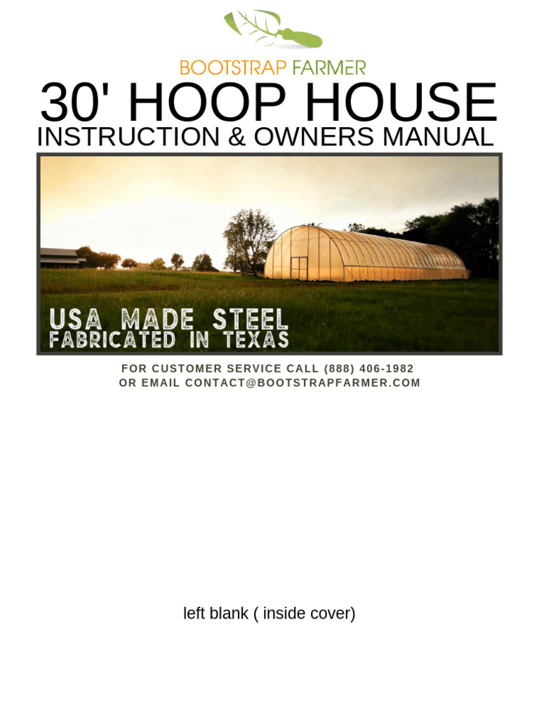 30' Hoop House Installation Manual | PDF | Screw | Door