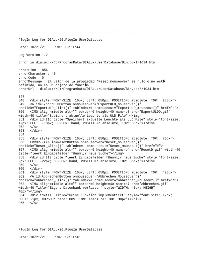 DIALux PlugIn Error Information | PDF
