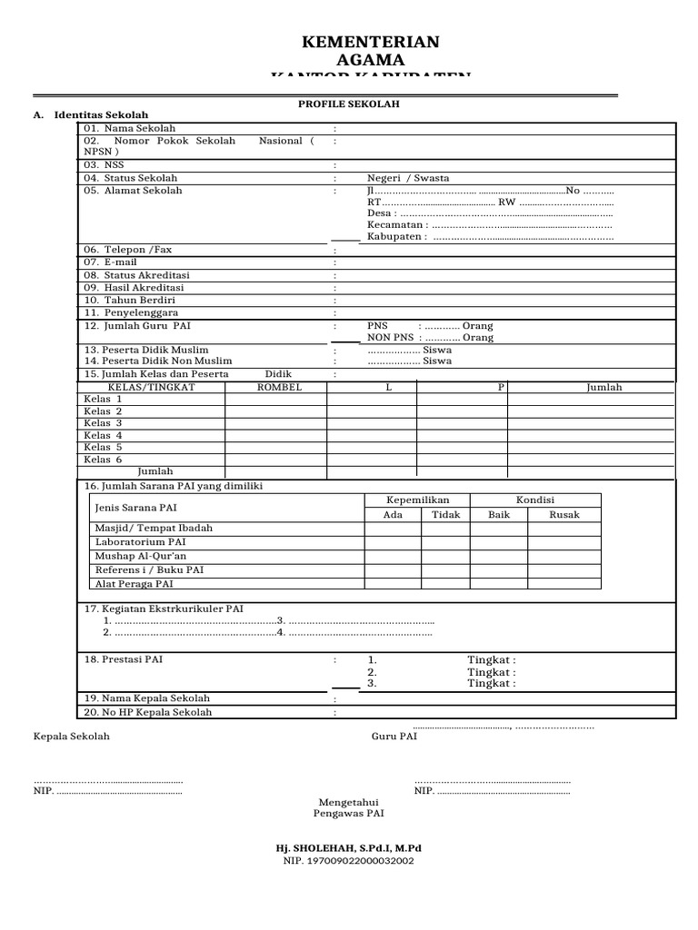 INSTRUMEN - PROFIL - SEKOLAH - SD (1) 2024 Bu Iis | PDF