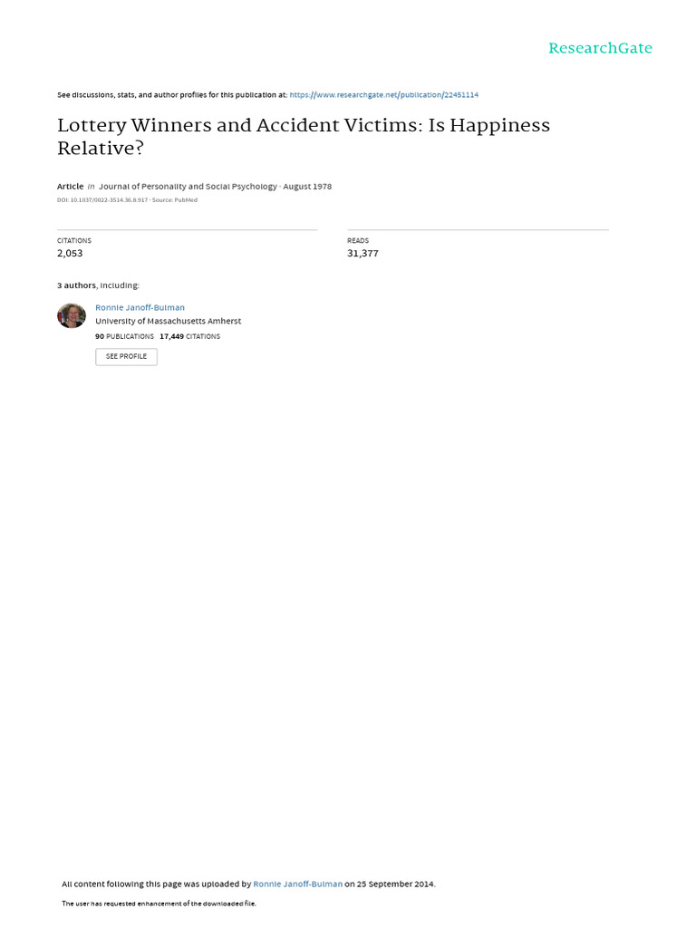 Lottery Versus Accident 1978 | PDF | Happiness | Lottery