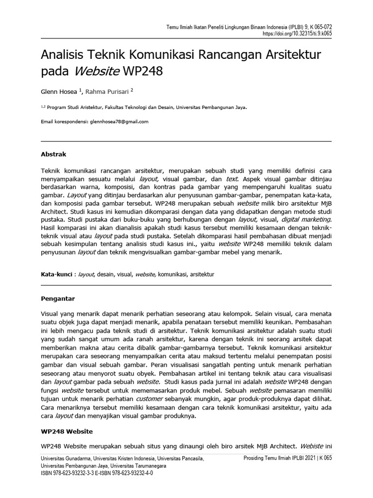 IPLBI 2021 K065 K072 Analisis Teknik Komunikasi Rancangan Arsitektur | PDF