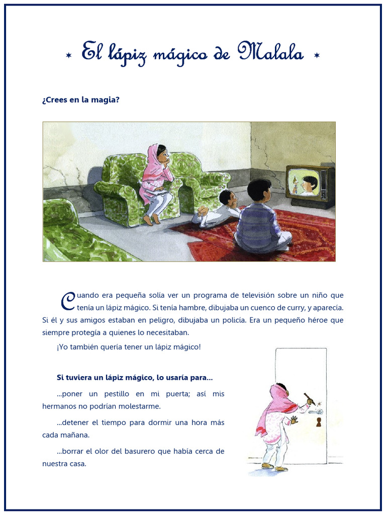 El Lapiz Magico de Malala Malala Yousafzai | PDF