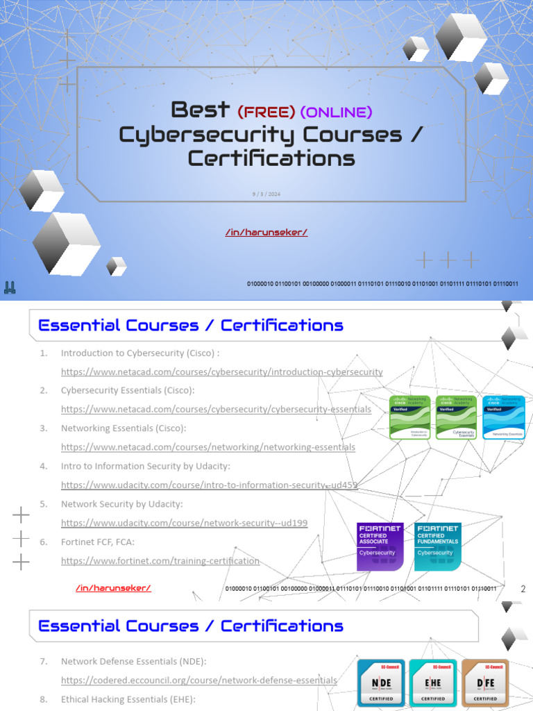 Best (FREE) Cyber Security Certifications | PDF | Security | Computer ...
