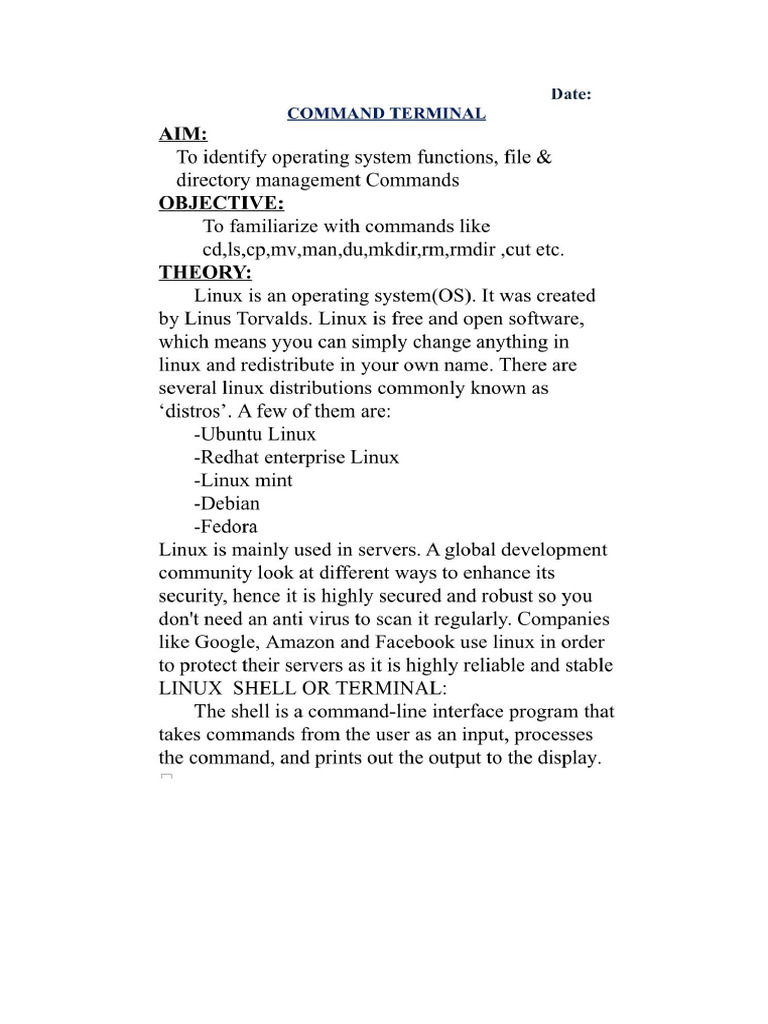 Experiment 7 Linux Commands | PDF