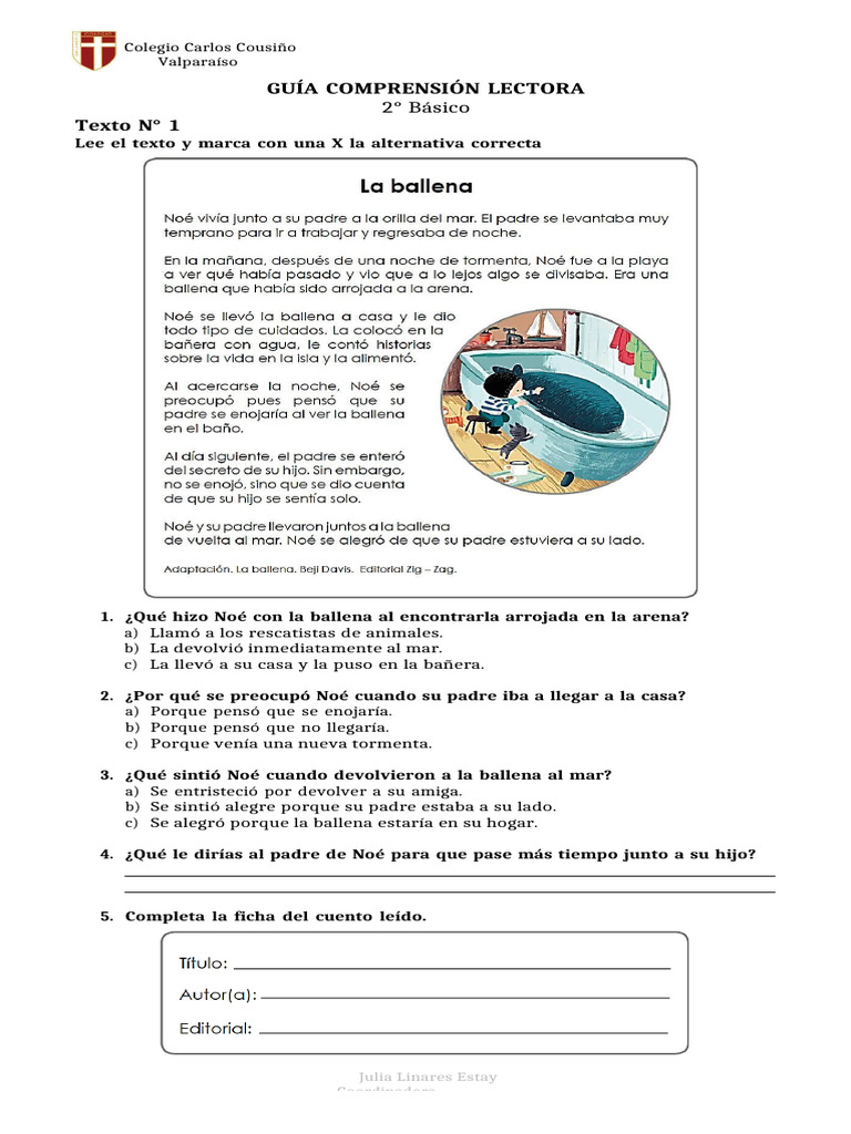 Guía Comprensión Lectora 2° Básico (2) 22 Octubre | PDF