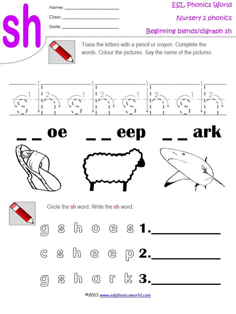 Digraph Sh Worksheet 14 | PDF