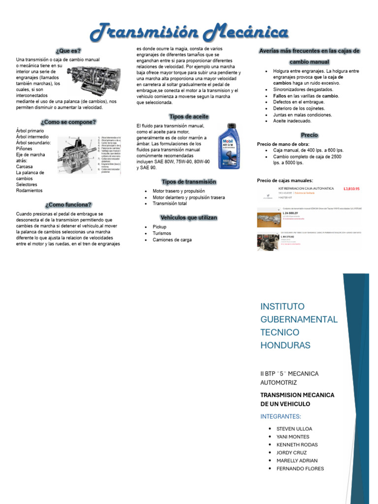 Transmision Mecanica | PDF | Transmisión manual | Embrague