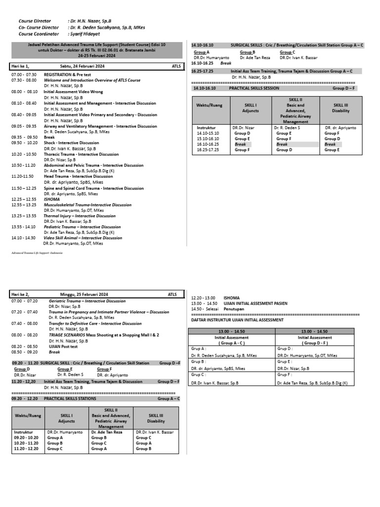 ATLS Training Schedule for Doctors 2024 | PDF | Emergency Medical ...