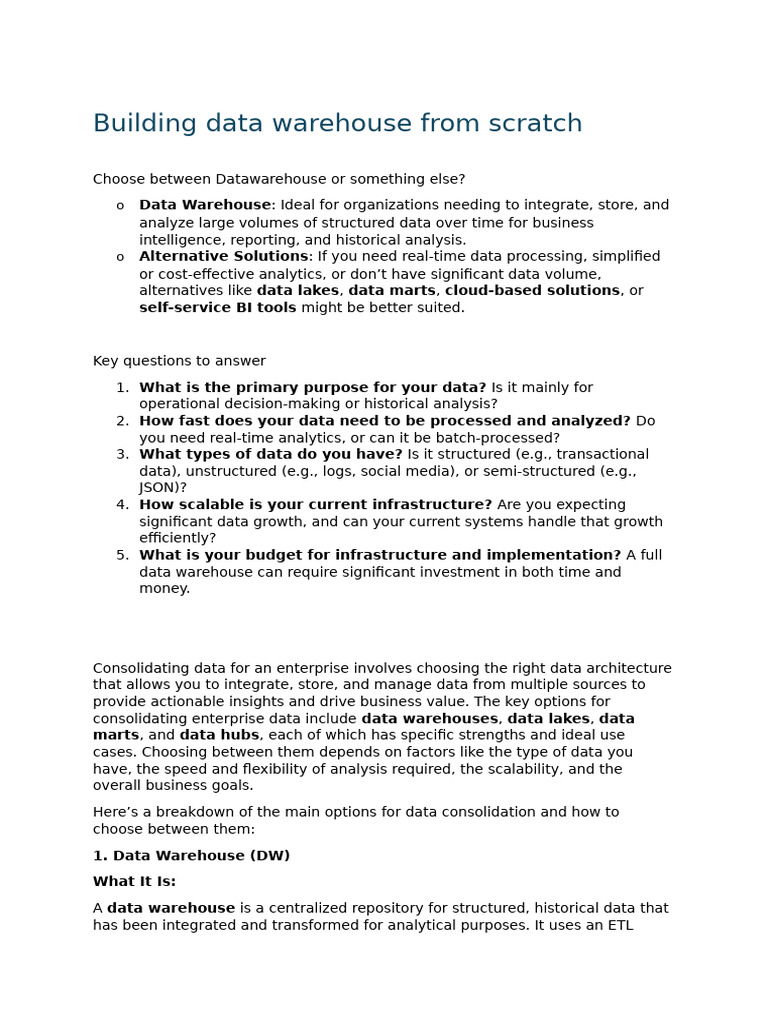 Building Data Warehouse From Scratch | PDF | Business Intelligence | Data Warehouse