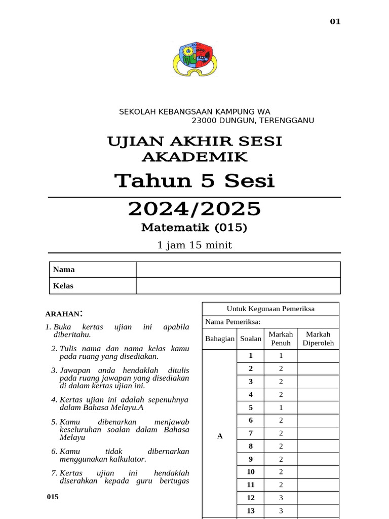 Skawa Uasa MT Tahun 5 2024 | PDF