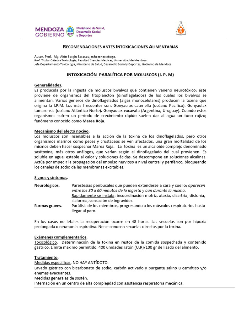 Recomendaciones Antes Intoxicaciones Alimentarias | PDF ...