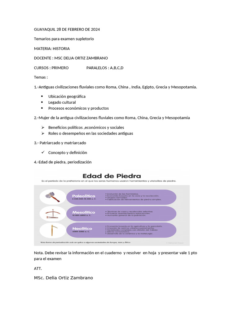 Temarios de Examen Supletorio | PDF