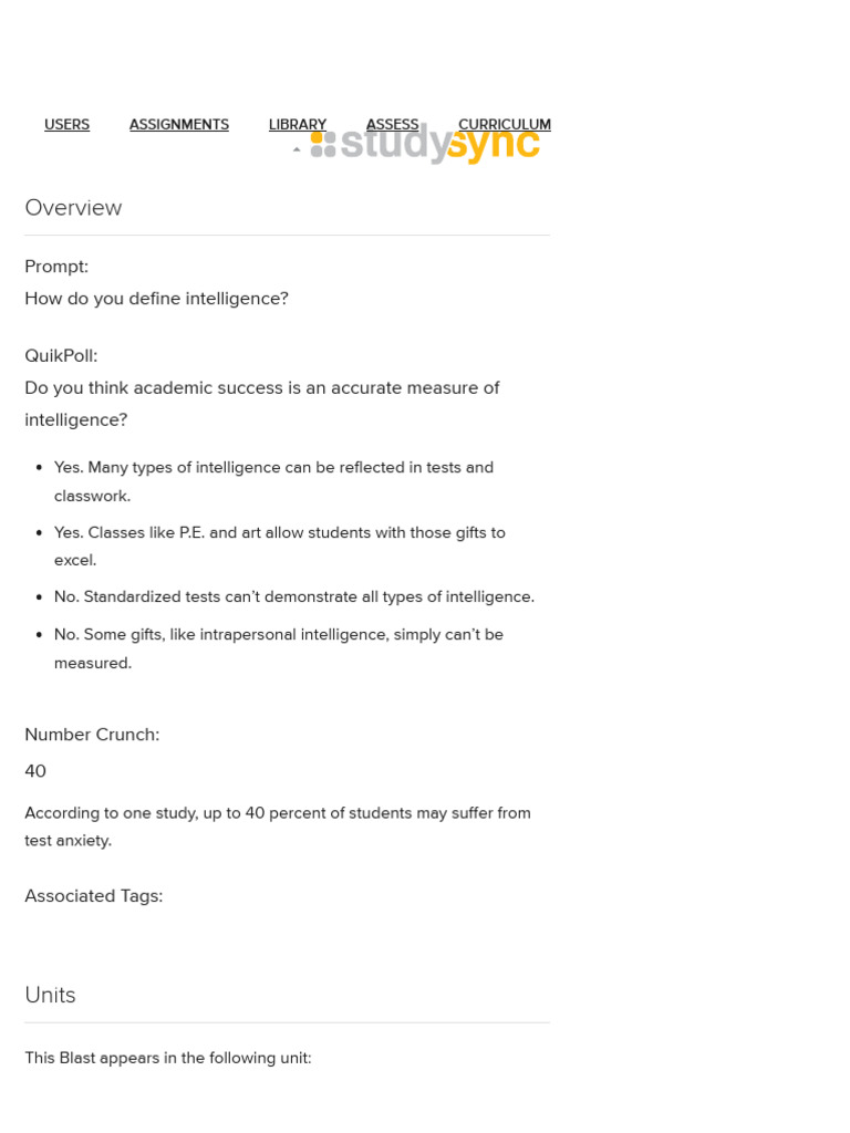 StudySync - Background - Declaring Your Genius | PDF | Intelligence | Learning
