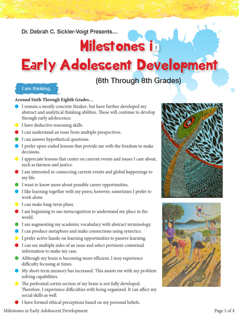 Milestones in Early Adolescent Developme | PDF | Adolescence | Cognition