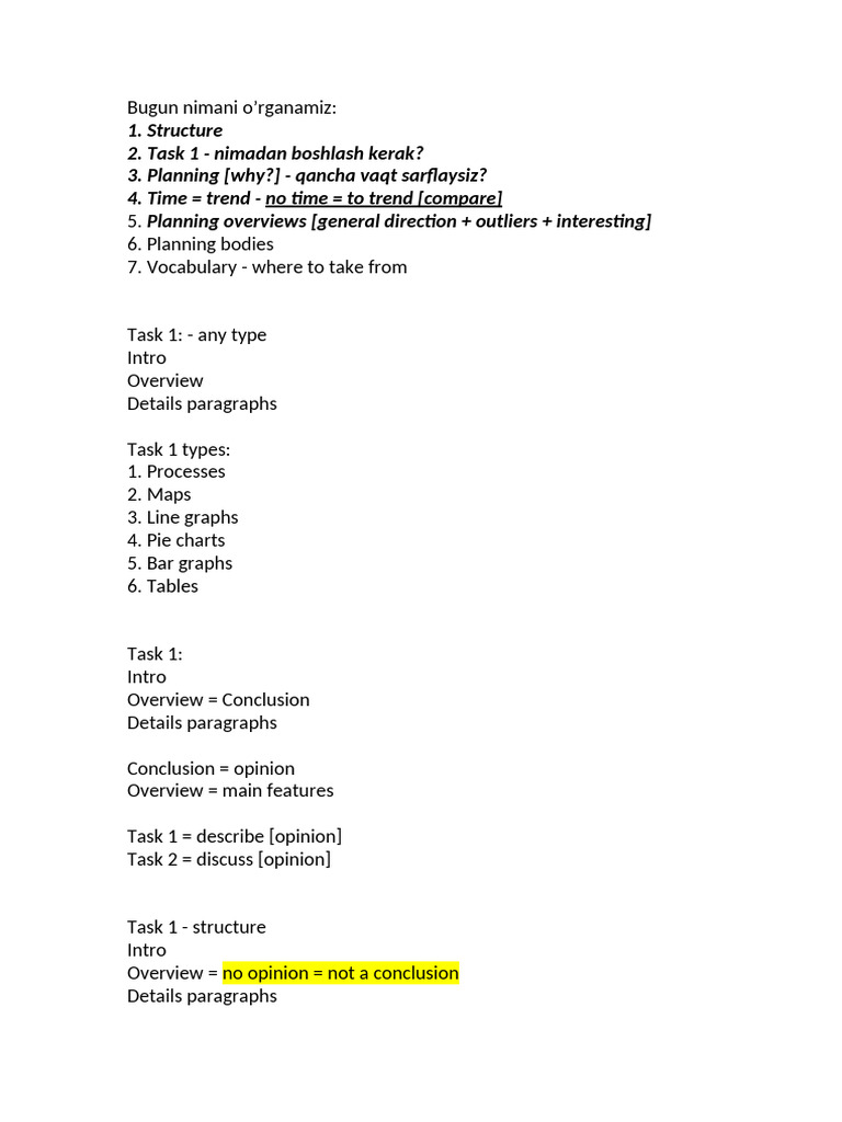 IELTS Task 1 Writing Strategies | PDF
