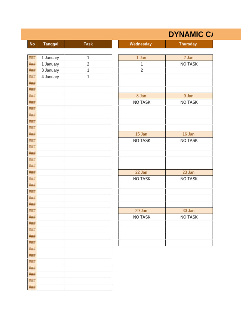 Dynamic Calendar for 2025 Tasks | PDF