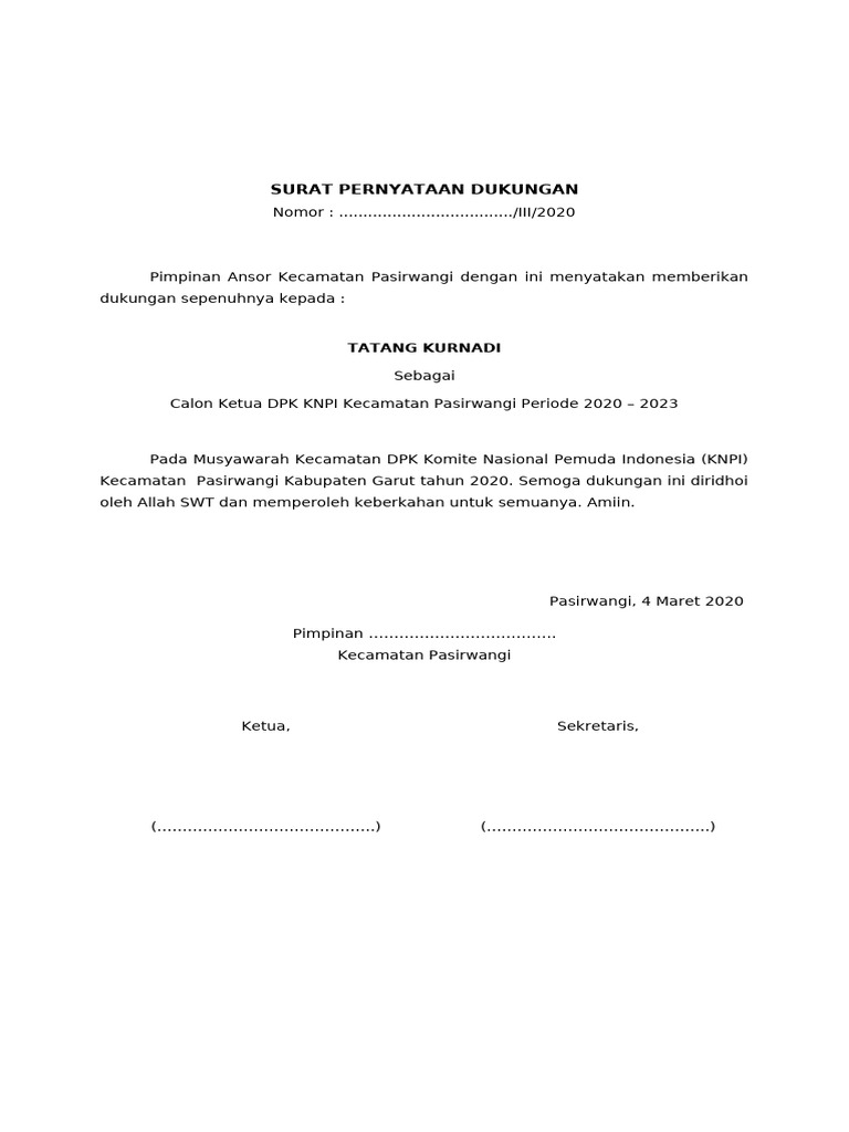 Surat Dukungan | PDF