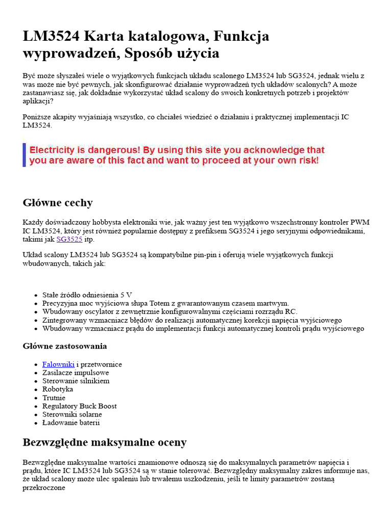 LM3524 Karta Katalogowa, Funkcja Wyprowadzeń, Jak Używać - Domowe ...