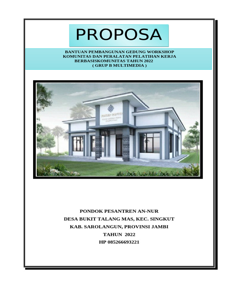 Proposal Pembangunan Workshop BLK An-Nur | PDF