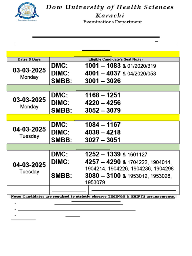 seating-arrangement-4th-prof-mbbs-annual-exam-2024-ospe-Batch-2 (1) | PDF