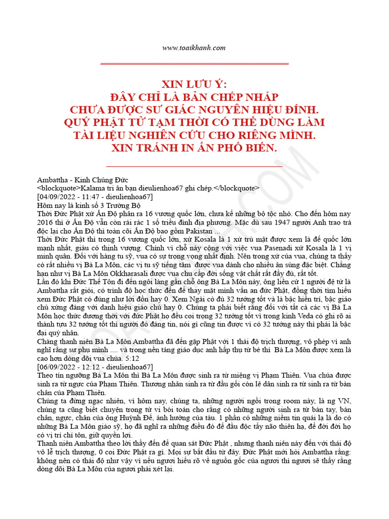 Ambattha - Kinh Chủng Đức | PDF