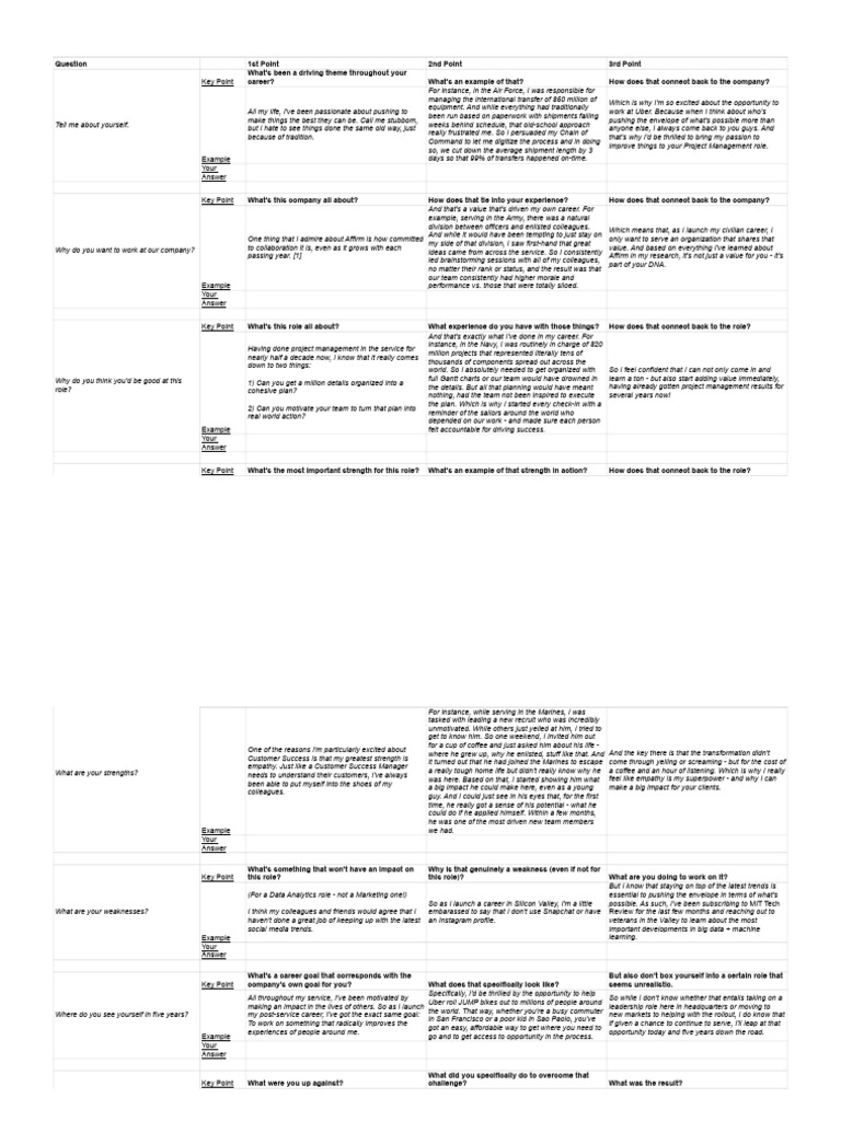 Interview Prep Worksheet | PDF