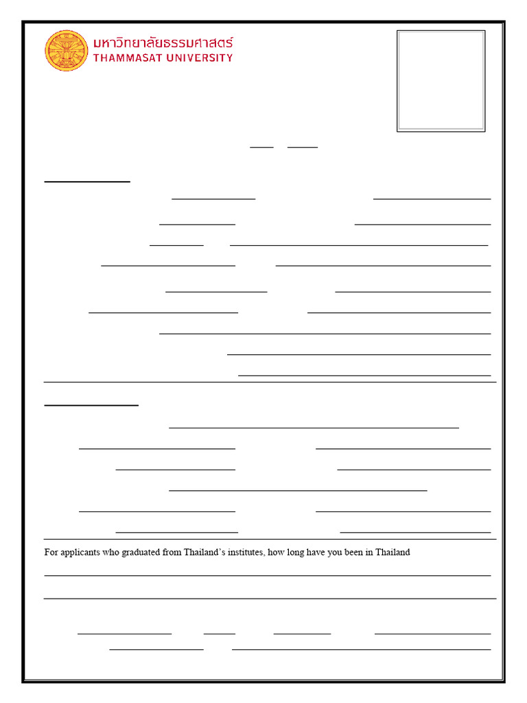 Thammasat International Scholarship Application | PDF | Government And ...