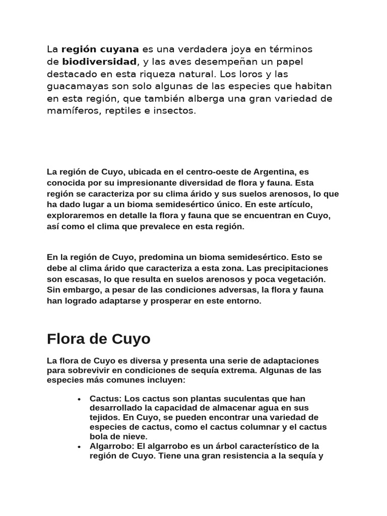Flora y fauna de la región de Cuyo | PDF | Aves | Puma