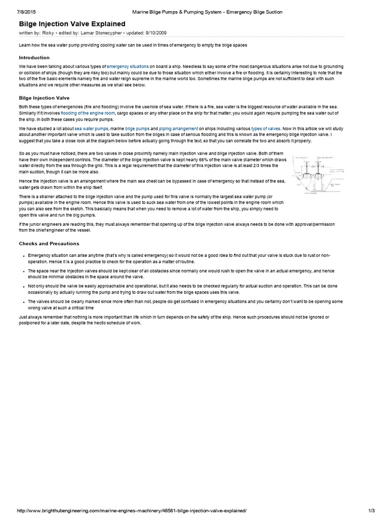 Marine Bilge Pumps & Pumping System - Emergency Bilge Suction | PDF ...