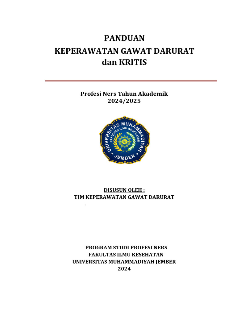 Panduan Stase Gadar Kritis Profesi Ners 2024 2025 | PDF